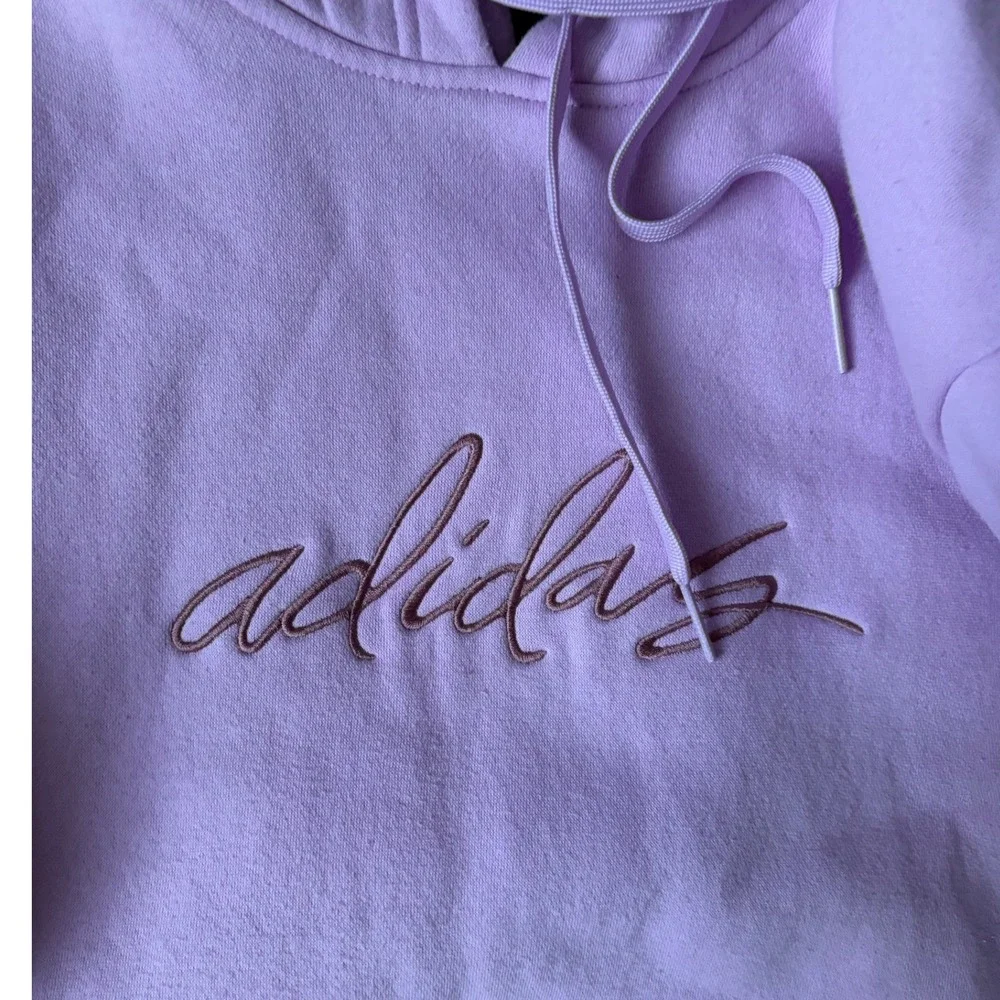 adidas | Tops | Adidas Womens Lilac Purple Cursive Embroidered Logo ...